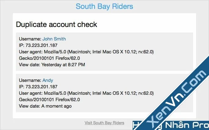 AndyB - Duplicate Account Check - Xenforo 2 - 2.8 | XenVn.Com