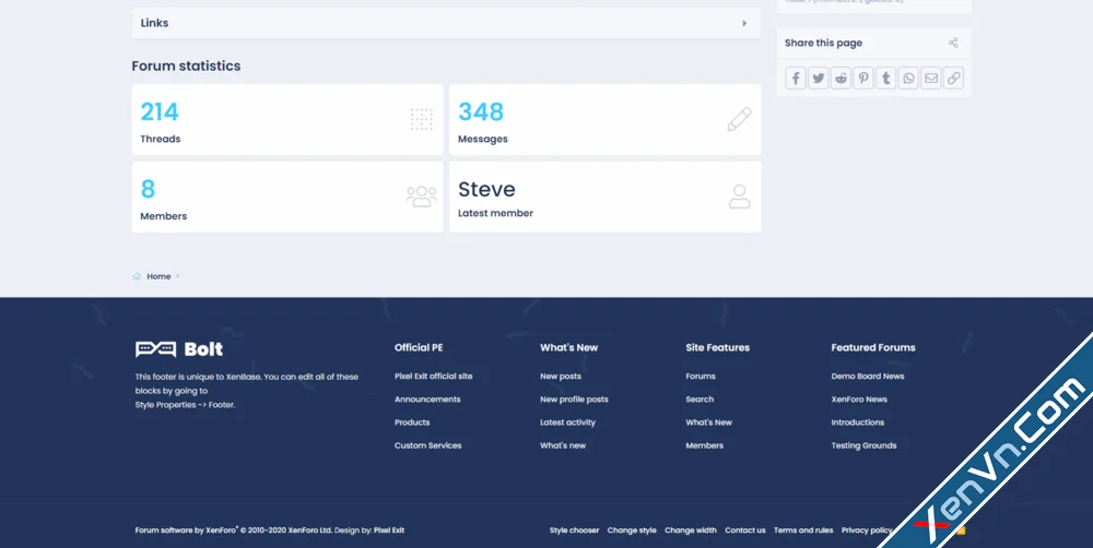 [Pixelexit] Bolt White / Dark - Xenforo 2 Style - 2.2.12 | XenVn.Com