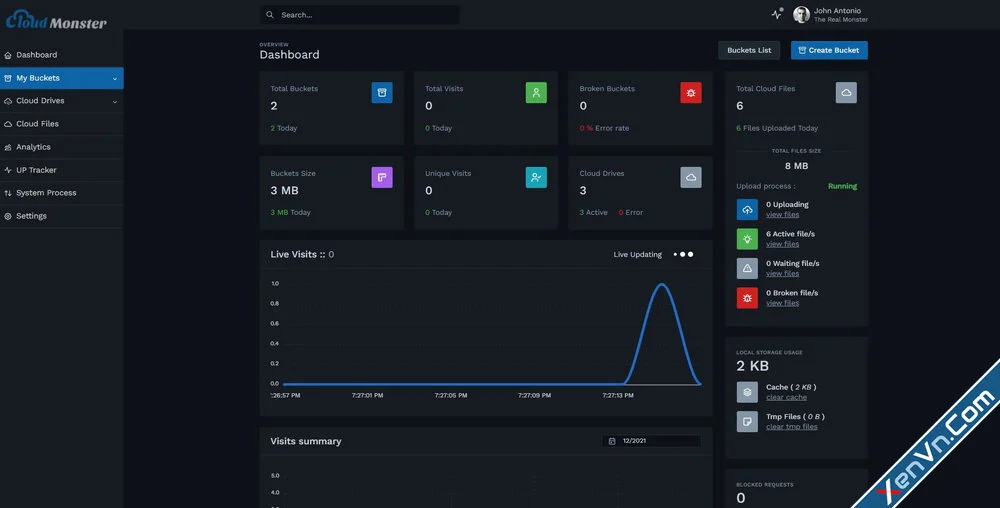 Cloud Monster PHP Script - Handle multiple Cloud Storage in parallel - 1.1 | XenVn.Com