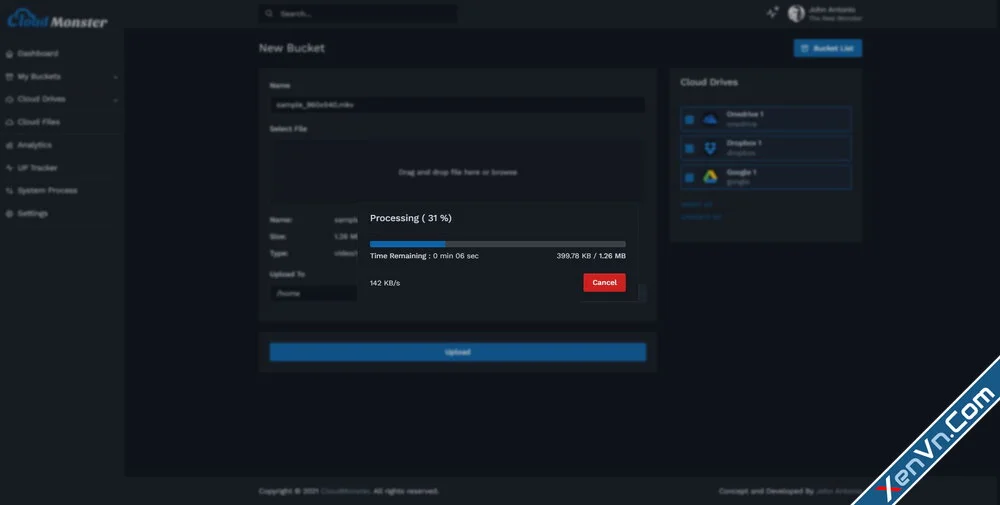 Cloud Monster PHP Script - Handle multiple Cloud Storage in parallel - 1.1 | XenVn.Com