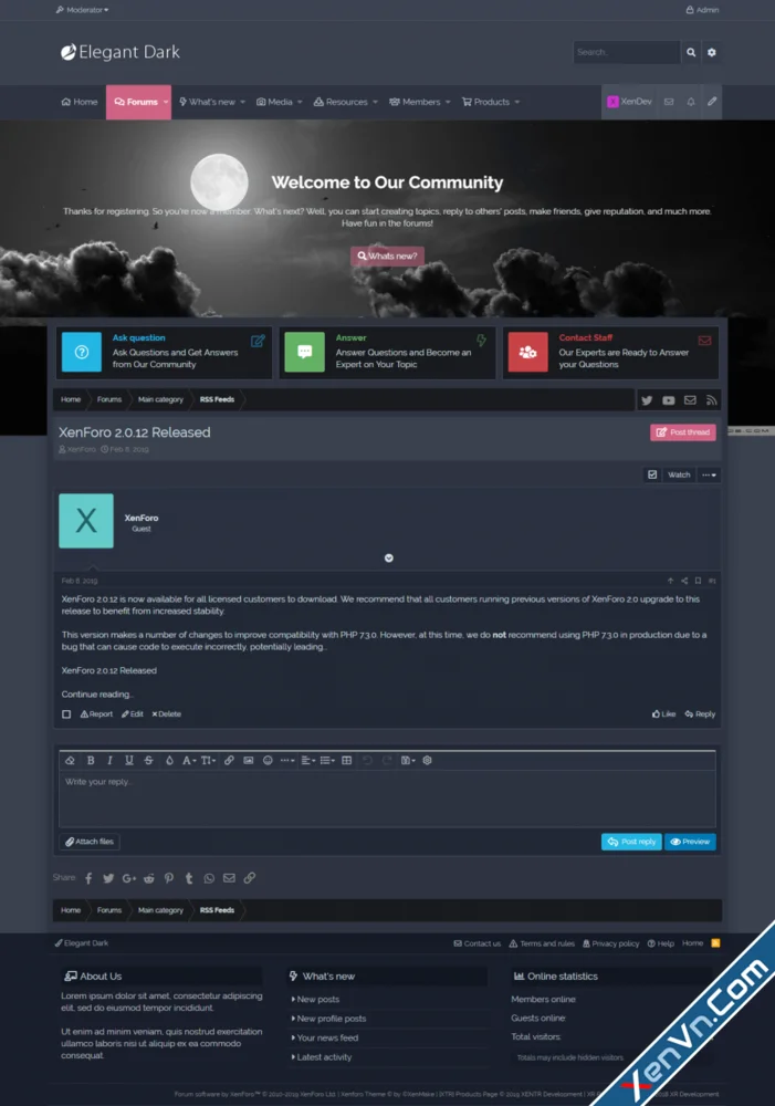 Elegant Dark - Xenforo 2 Style - 2.2.8 | XenVn.Com