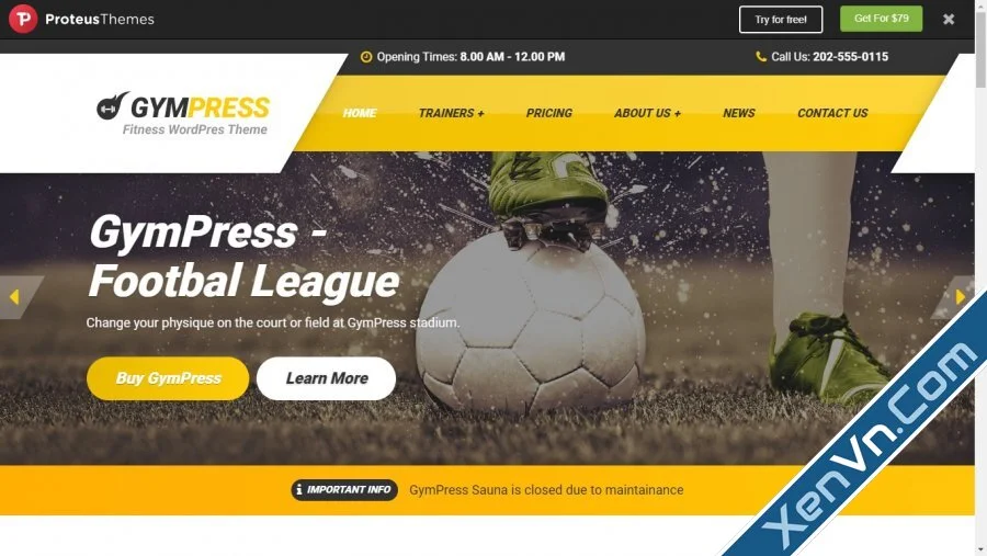 GymPress v1.3.2 - WordPress Theme for Fitness | XenVn.Com