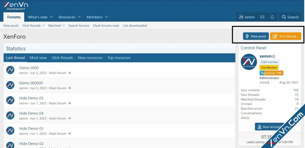 How to remove the New posts & Post thread button on the Home page ...