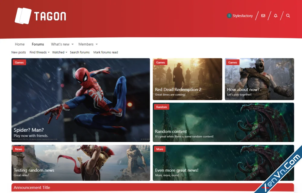 [StylesFactory] Tagon - Xenforo 2 Style - 2.2.12 | XenVn.Com