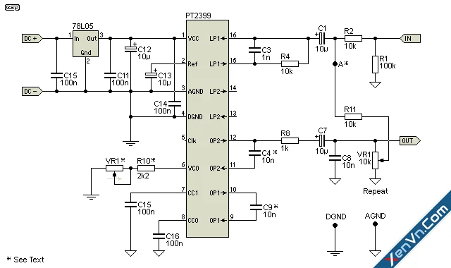 PT2399 Analysis - CMOS Echo / Delay Processor | XenVn.Com