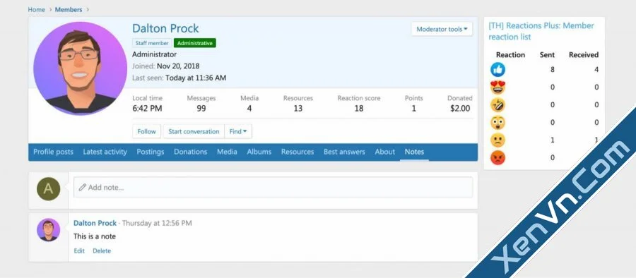[TH] User Profile Notes 1.0.0 - XenForo 2 Profile Notes | XenVn.Com