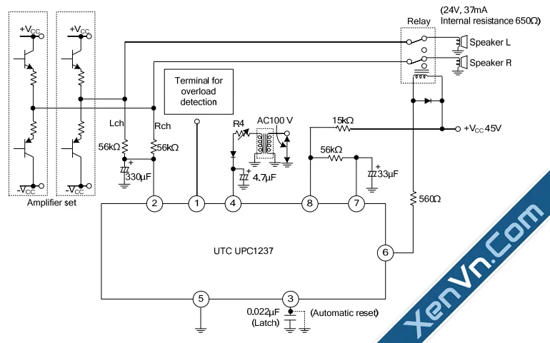 UPC1237 - PPROTECTOR IC FOR STEREO POWER AMPLIFIER | XenVn.Com
