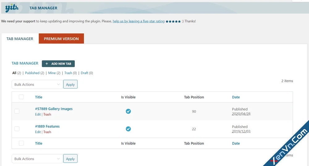 YITH WooCommerce Tab Manager Premium - 1.22.0 | XenVn.Com